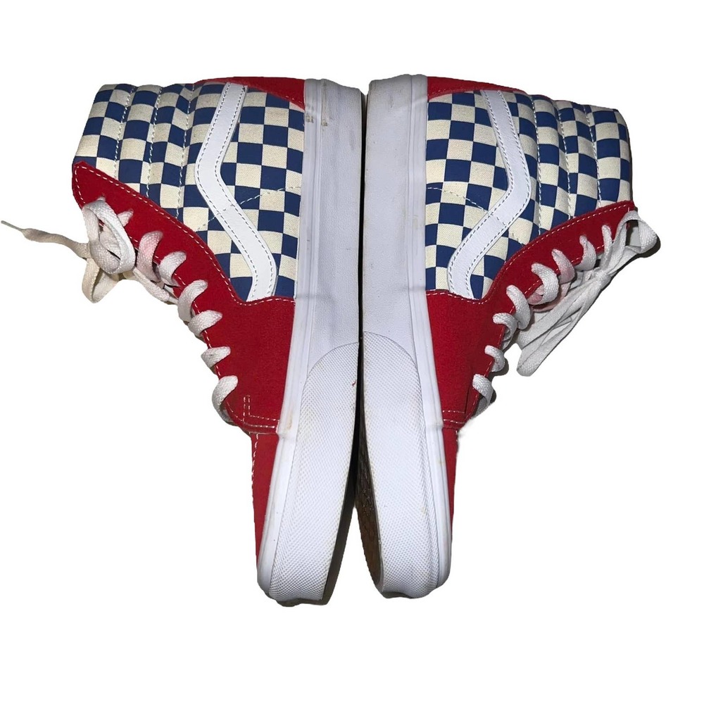 Vans Red Blue & White Checkered Sneakers Skateboard S… - Gem